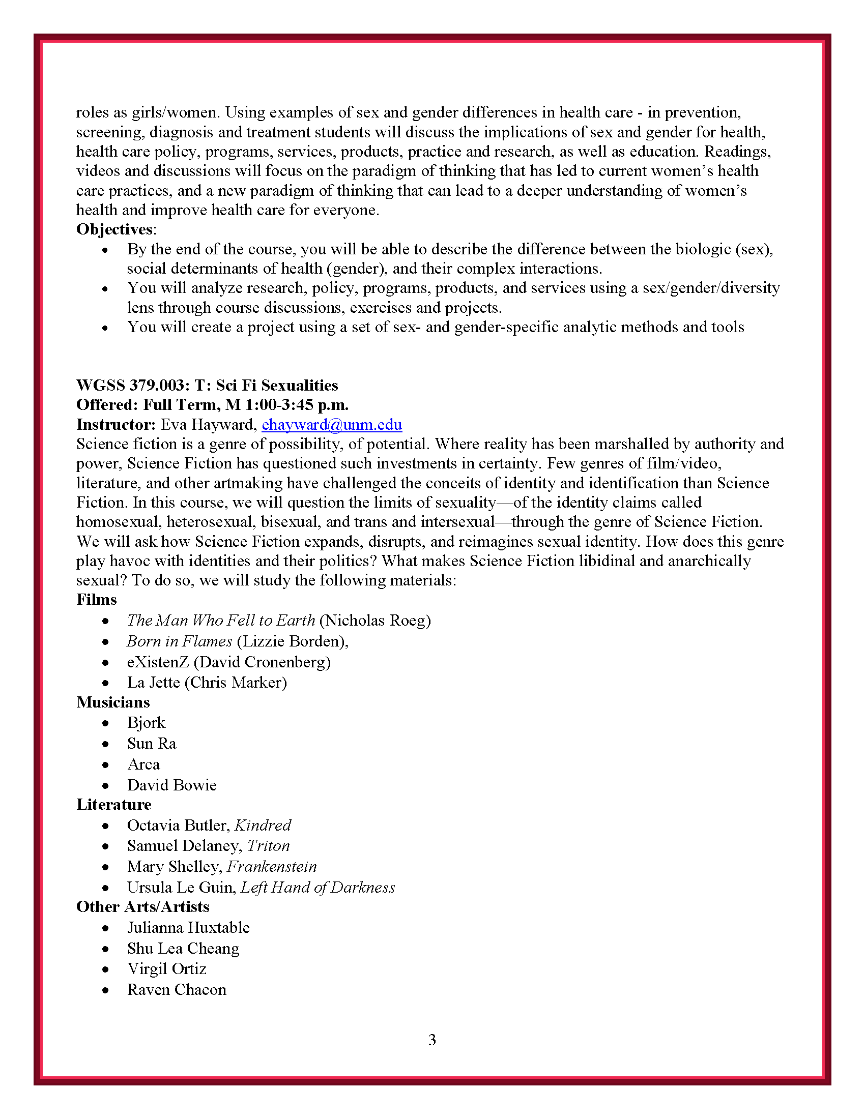 Spring 2026 Courses :: Women, Gender & Sexuality Studies Program | The ...