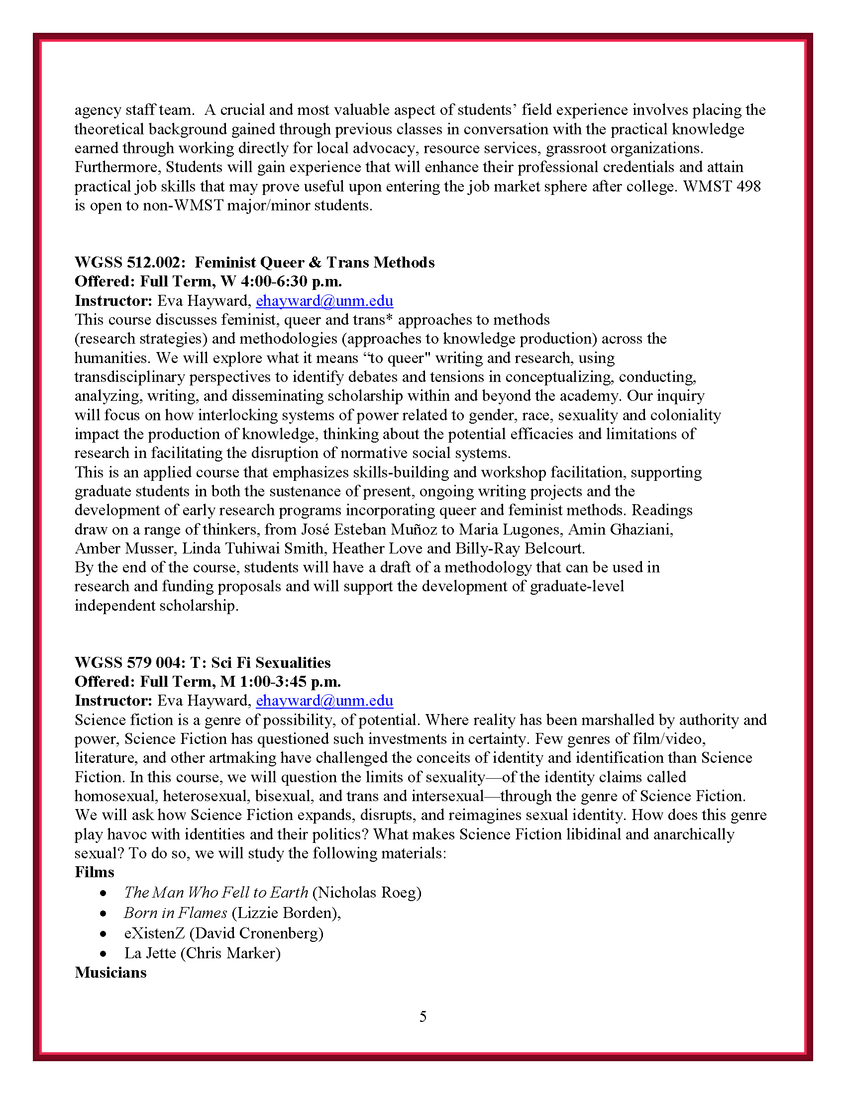 Spring 2026 Courses :: Women, Gender & Sexuality Studies Program | The ...